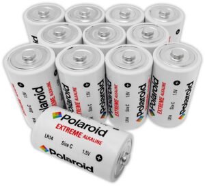 polaroid extreme c cell size alkaline batteries 1.5v lr14 (12-pack)