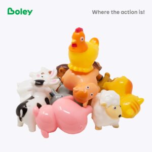 Boley Farm Animals Bath Toys Bucket - Includes 12 Colorful Fun Free Bathtub Toys & Pool Toys for Kids & Toddlers Ages 2 and Up!