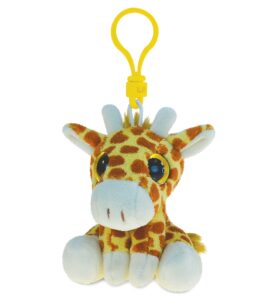 puzzled dollibu big eye giraffe plush keychain - stuffed giraffe keychain, fluffy plush keychains for backpack, purse, wallet, or bag, cute zoo party favors keychain charm for kids and adults - 6 inch