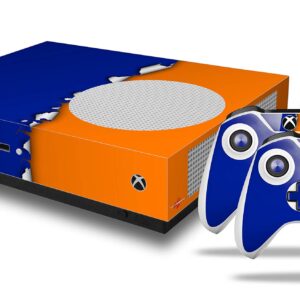 WraptorSkinz Decal Vinyl Skin Wrap Compatible with Xbox One S Console and Controllers - Ripped Colors Blue Orange