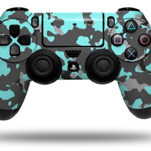 WraptorSkinz Skin Compatible with Sony PS4 Dualshock Controller PlayStation 4 Original Slim and Pro WraptorCamo Old School Camouflage Camo Neon Teal (Controller NOT Included)