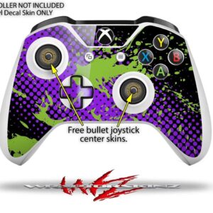 WraptorSkinz Decal Vinyl Skin Wrap Compatible with Xbox One S Console and Controllers - Halftone Splatter Green Purple