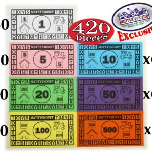 Matty's Money 420 Piece Replacement Play Money Set (60 Pieces Each of $1's, $5's, $10's, $20's, $50's, $100's & $500's) $41,160 in Game Money