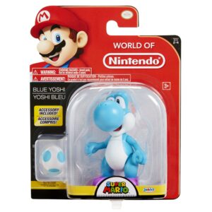 World of Nintendo Light Blue Yoshi with Egg Action Figure, 4"