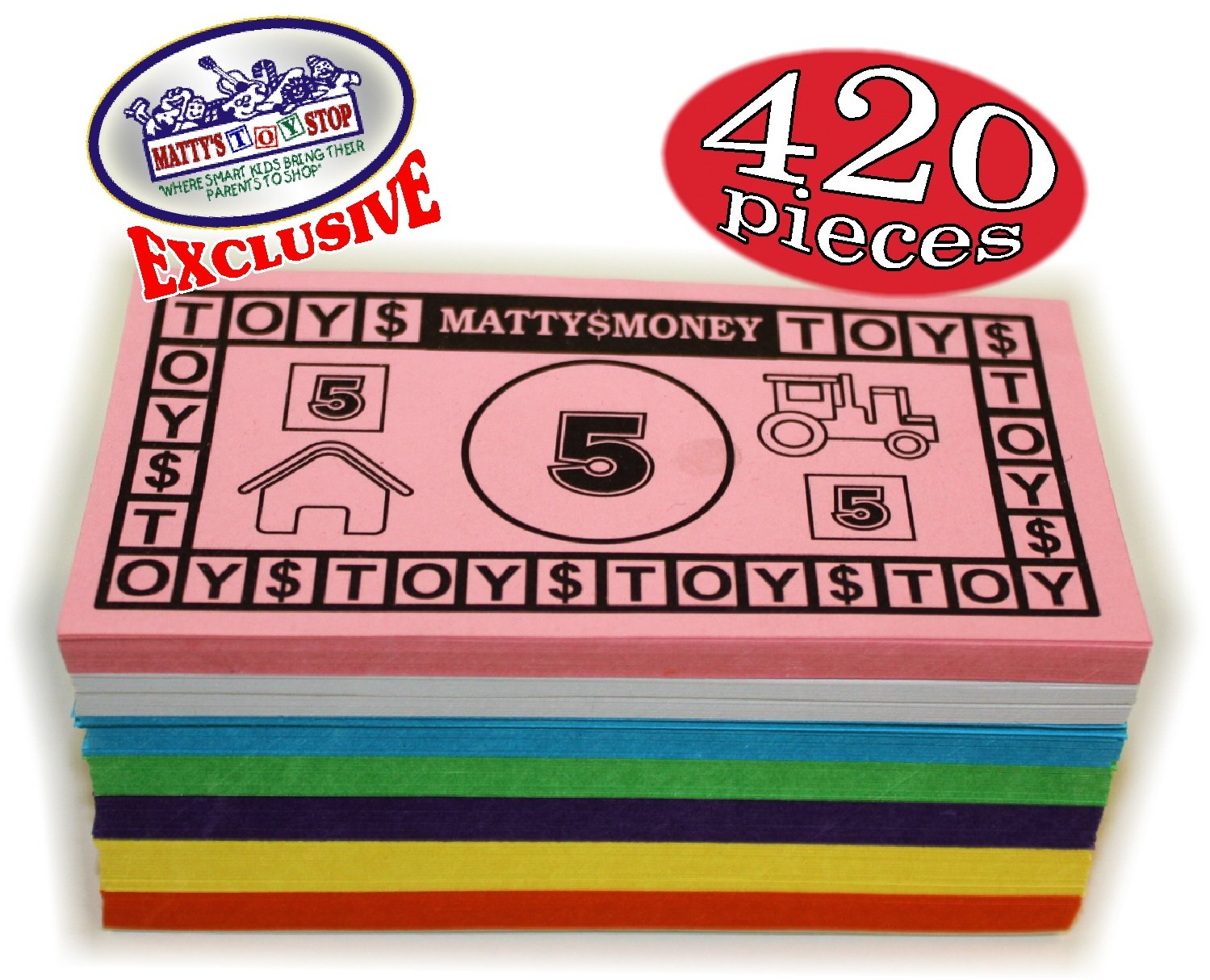 Matty's Money 420 Piece Replacement Play Money Set (60 Pieces Each of $1's, $5's, $10's, $20's, $50's, $100's & $500's) $41,160 in Game Money