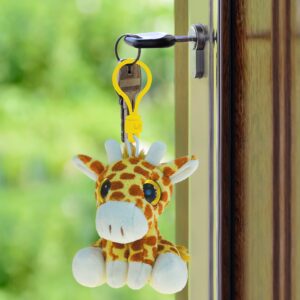 Puzzled DolliBu Big Eye Giraffe Plush Keychain - Stuffed Giraffe Keychain, Fluffy Plush Keychains for Backpack, Purse, Wallet, or Bag, Cute Zoo Party favors Keychain Charm for Kids and Adults - 6 Inch