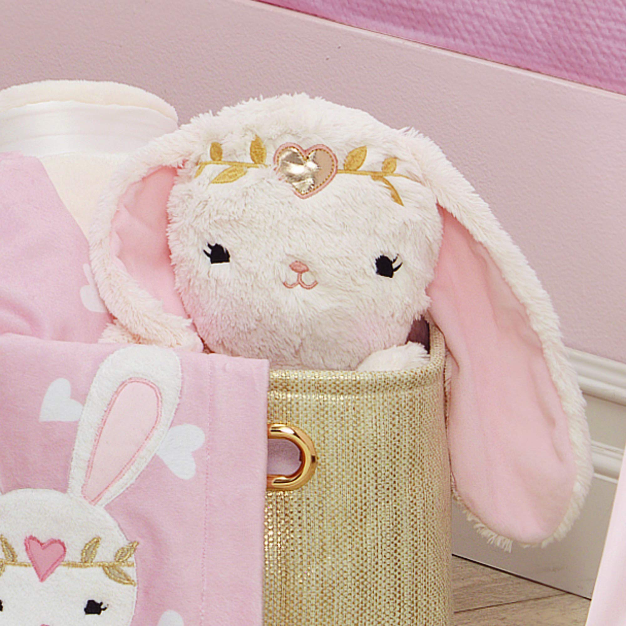 Lambs & Ivy Confetti Plush Pixie Bunny, Pink/Gold, 10 inches