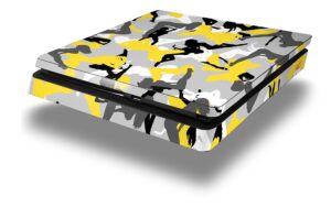 vinyl decal skin wrap compatible with sony playstation 4 slim console sexy girl silhouette camo yellow (ps4 not included)