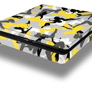 Vinyl Decal Skin Wrap compatible with Sony PlayStation 4 Slim Console Sexy Girl Silhouette Camo Yellow (PS4 NOT INCLUDED)