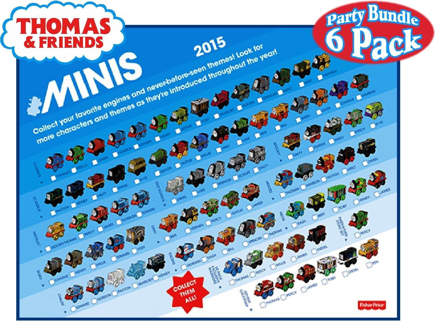 Fisher-Price Thomas & Friends Minis (Engines) Blind Bags Gift Set Party Bundle - 6 Pack