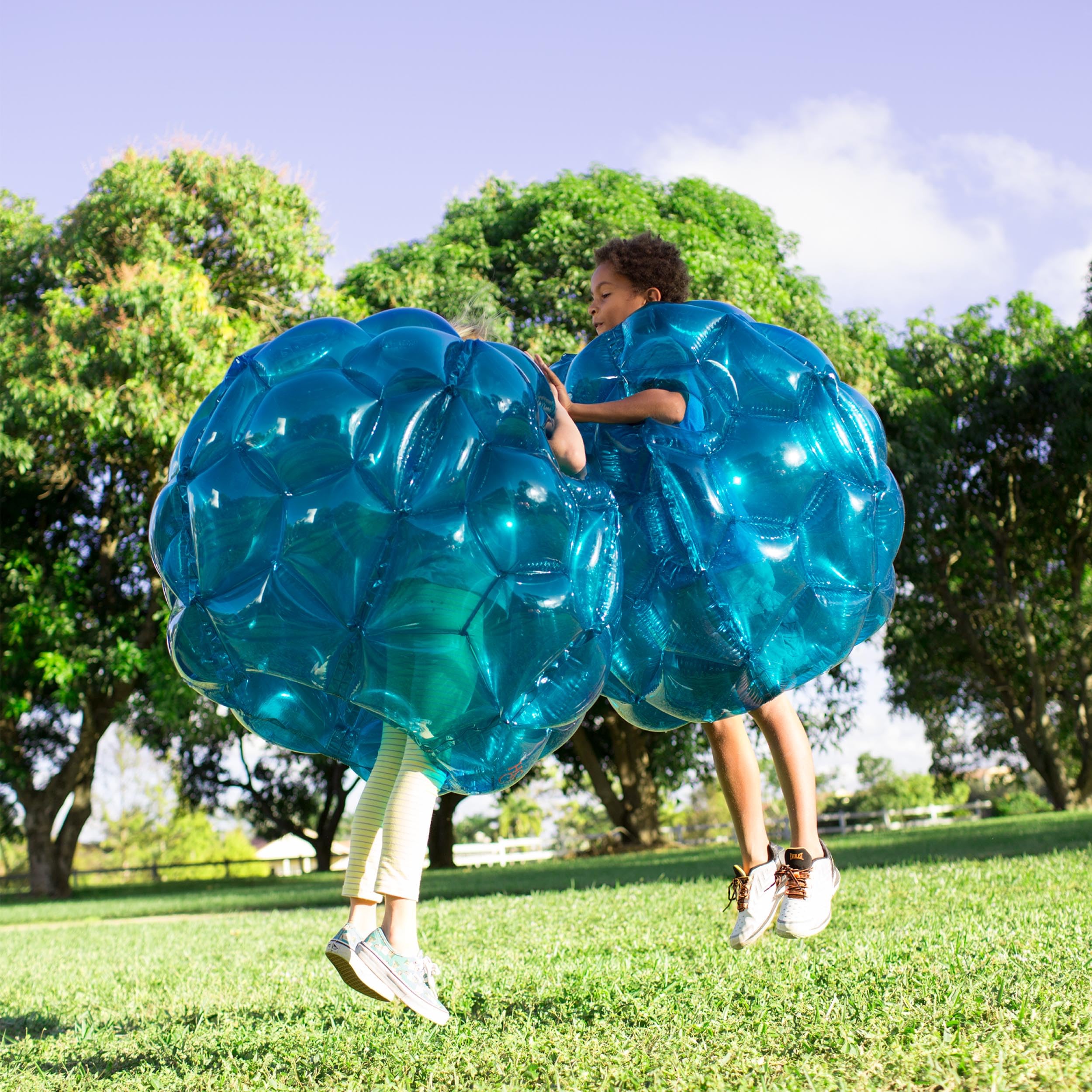 HearthSong Set of Two 36" Blue Inflatable Buddy Bumper Wearable Balls, Holds Up to 200 lbs.