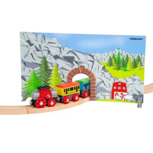 Orbrium 12 Wooden Train Cars Set with Wooden Storage Box with Box Cover Tunnel for 3,4,5,6,7 Years Old Compatible with Thomas & Friends Push-Along, Brio, IKEA, Imaginarium, Melissa and Doug