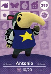 nintendo animal crossing happy home designer amiibo card antonio 295/300 usa version