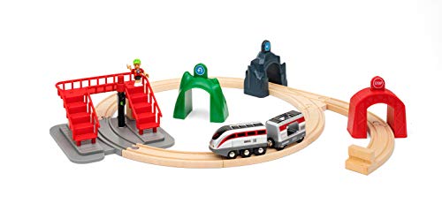 BRIO World - 33873 Smart Tech Engine Set with Action Tunnels | 17 Piece Train Toy with Accessories and Wooden Tracks for Kids Age 3 and Up