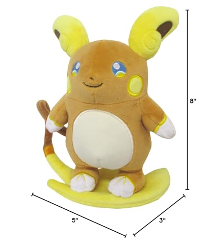 Sanei PP60 Alolan Raichu Pokemon All Star Collection Stuffed Plush, 8"