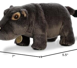 Aurora® Adorable Miyoni® Hippopotamus Stuffed Animal - Lifelike Detail - Cherished Companionship - Gray 10.5 Inches