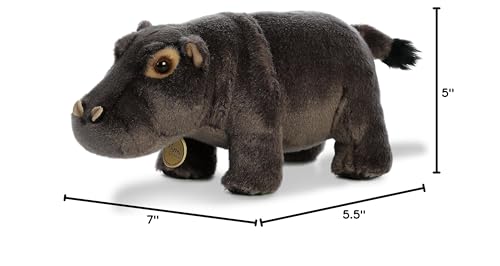 Aurora® Adorable Miyoni® Hippopotamus Stuffed Animal - Lifelike Detail - Cherished Companionship - Gray 10.5 Inches