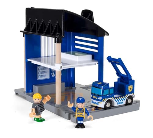 Brio World - 33813 Police Station - Interactive Toy Set for Kids | Enhances Creativity & Imagination | Features Light & Sound Effects | Compatible with Brio Railway | Perfect for Ages 3 and Up