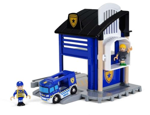 Brio World - 33813 Police Station - Interactive Toy Set for Kids | Enhances Creativity & Imagination | Features Light & Sound Effects | Compatible with Brio Railway | Perfect for Ages 3 and Up