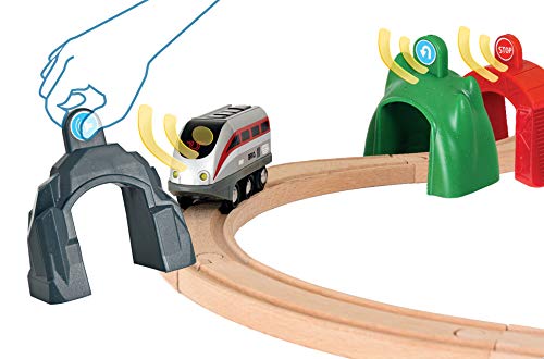 BRIO World - 33873 Smart Tech Engine Set with Action Tunnels | 17 Piece Train Toy with Accessories and Wooden Tracks for Kids Age 3 and Up