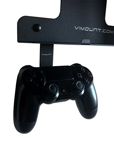 ViMount Wall Mount Metal Holder Compatible with PlayStation 4 PS4 Pro Version with 2X Controllers Wall Mount in Black Color