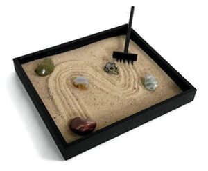 tumbled gemstones handmade zen garden kit for desk accessories zen office decor relaxing gifts for coworkers mini zen garden with polished natural stones