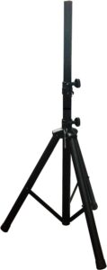 alphasonik pro universal adjustable height dj pa speaker tripod stand constructed with heavy duty durable steel tubing for strength security and light weight for easy mobility safety pin, screw locks