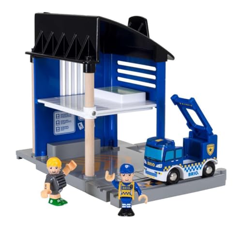 Brio World - 33813 Police Station - Interactive Toy Set for Kids | Enhances Creativity & Imagination | Features Light & Sound Effects | Compatible with Brio Railway | Perfect for Ages 3 and Up