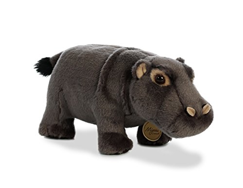 Aurora® Adorable Miyoni® Hippopotamus Stuffed Animal - Lifelike Detail - Cherished Companionship - Gray 10.5 Inches