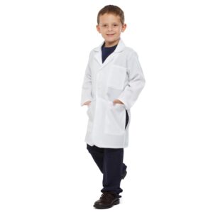 dress up america lab coat for kids - doctor's white lab coat costume for girls and boys - 3/4 length lightweight lab coat