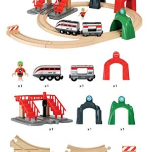 BRIO World - 33873 Smart Tech Engine Set with Action Tunnels | 17 Piece Train Toy with Accessories and Wooden Tracks for Kids Age 3 and Up