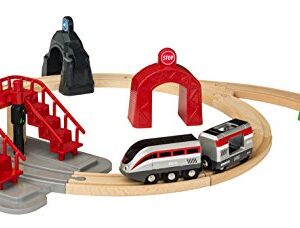 BRIO World - 33873 Smart Tech Engine Set with Action Tunnels | 17 Piece Train Toy with Accessories and Wooden Tracks for Kids Age 3 and Up