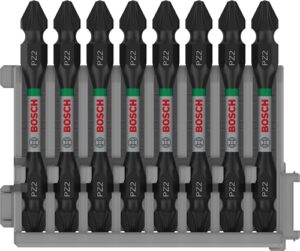 bosch professional 8pcs. double screwdriver bit set pozidriv (impact control, 8 x pz2-pz2 bits, length 65mm, pick and click, accessory impact drill)