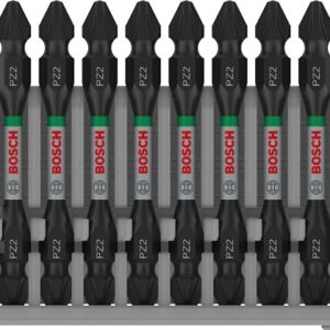 Bosch Professional 8pcs. Double Screwdriver Bit Set Pozidriv (Impact Control, 8 x PZ2-PZ2 Bits, Length 65mm, Pick and Click, Accessory Impact Drill)