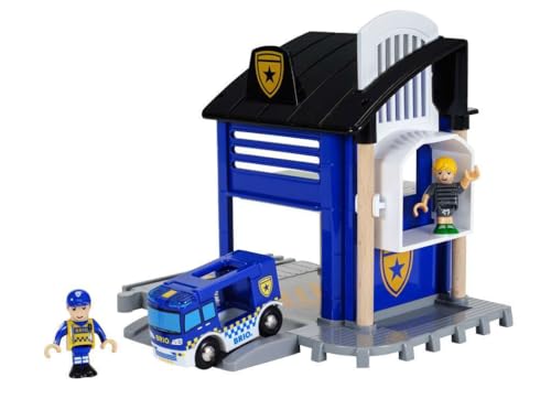 Brio World - 33813 Police Station - Interactive Toy Set for Kids | Enhances Creativity & Imagination | Features Light & Sound Effects | Compatible with Brio Railway | Perfect for Ages 3 and Up