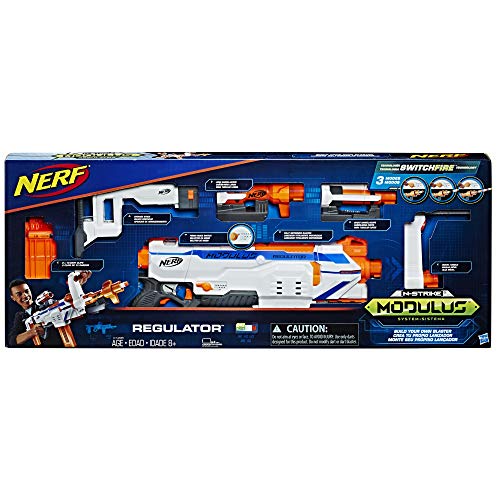 Nerf Modulus Regulator Fully Motorized Blaster, 3 Firing Modes, 2X 12-Dart Clips, 24 Nerf Elite Darts, Nerf Full Auto Blaster, Kids Outdoor Toys (Amazon Exclusive)