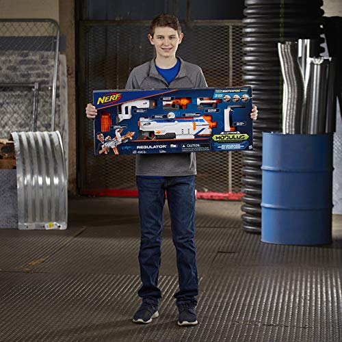 Nerf Modulus Regulator Fully Motorized Blaster, 3 Firing Modes, 2X 12-Dart Clips, 24 Nerf Elite Darts, Nerf Full Auto Blaster, Kids Outdoor Toys (Amazon Exclusive)