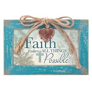 Cottage Garden Faith All Things Possible Petite Locket Teal Distressed Music Box Plays Amazing Grace