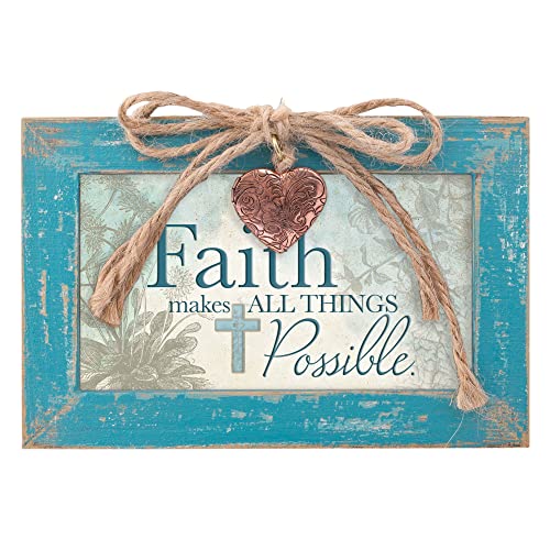 Cottage Garden Faith All Things Possible Petite Locket Teal Distressed Music Box Plays Amazing Grace