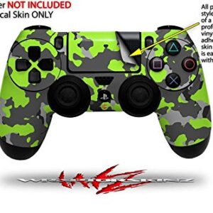 WraptorSkinz Skin Compatible with Sony PS4 Dualshock Controller PlayStation 4 Original Slim and Pro WraptorCamo Old School Camouflage Camo Lime Green (Controller NOT Included)