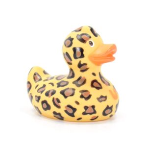 leopard (mini) rubber duck bath toy by bud duck | elegant gift packaging -"let's vogue!" | child safe | collectable