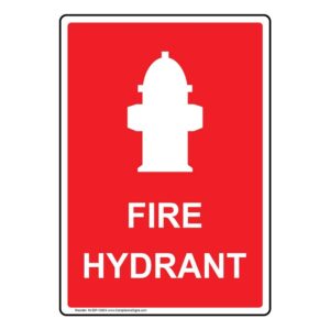 compliancesigns.com vertical fire hydrant sign, 14x10 in. glow-in-the-dark aluminum for fire safety/equipment