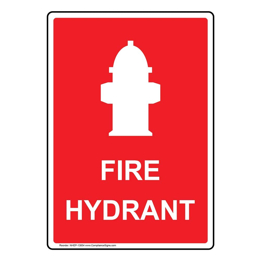 ComplianceSigns.com Vertical Fire Hydrant Sign, 14x10 in. Glow-in-The-Dark Aluminum for Fire Safety/Equipment