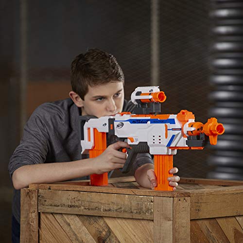 Nerf Modulus Regulator Fully Motorized Blaster, 3 Firing Modes, 2X 12-Dart Clips, 24 Nerf Elite Darts, Nerf Full Auto Blaster, Kids Outdoor Toys (Amazon Exclusive)