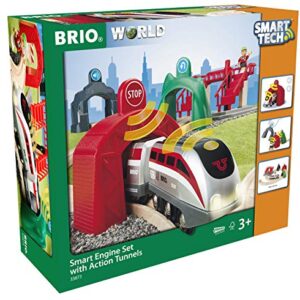 BRIO World - 33873 Smart Tech Engine Set with Action Tunnels | 17 Piece Train Toy with Accessories and Wooden Tracks for Kids Age 3 and Up