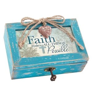 cottage garden faith all things possible petite locket teal distressed music box plays amazing grace