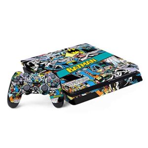 skinit decal gaming skin compatible with ps4 slim bundle - officially licensed warner bros batman comic book design