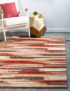 unique loom autumn collection area rug - wheat (5' 1" x 8' rectangle, multi/ beige)