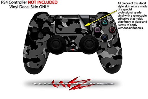 WraptorSkinz Skin Compatible with Sony PS4 Dualshock Controller PlayStation 4 Original Slim and Pro WraptorCamo Old School Camouflage Camo Black (Controller NOT Included)