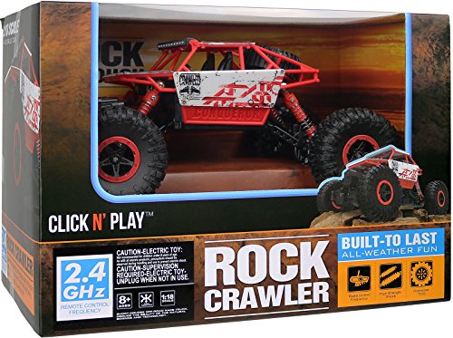 Click N' Play Remote Control Car 4WD Off Road Rock Crawler Vehicle 2.4 GHz, Red